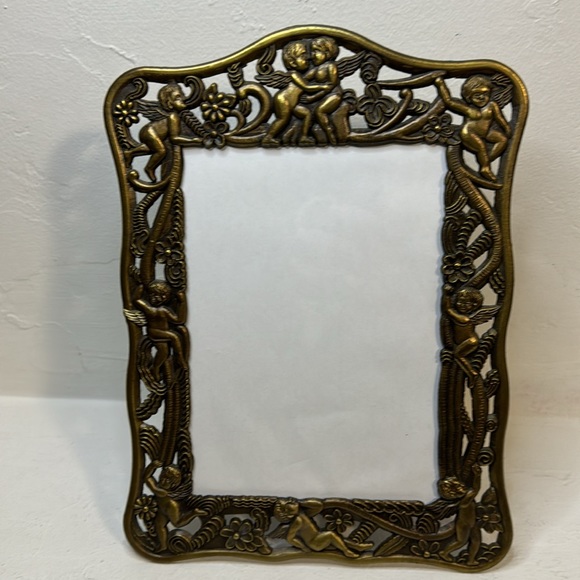 Accents | Vintage 5x7 Brass Frame W Cherub Angels Floral Details | Poshmark